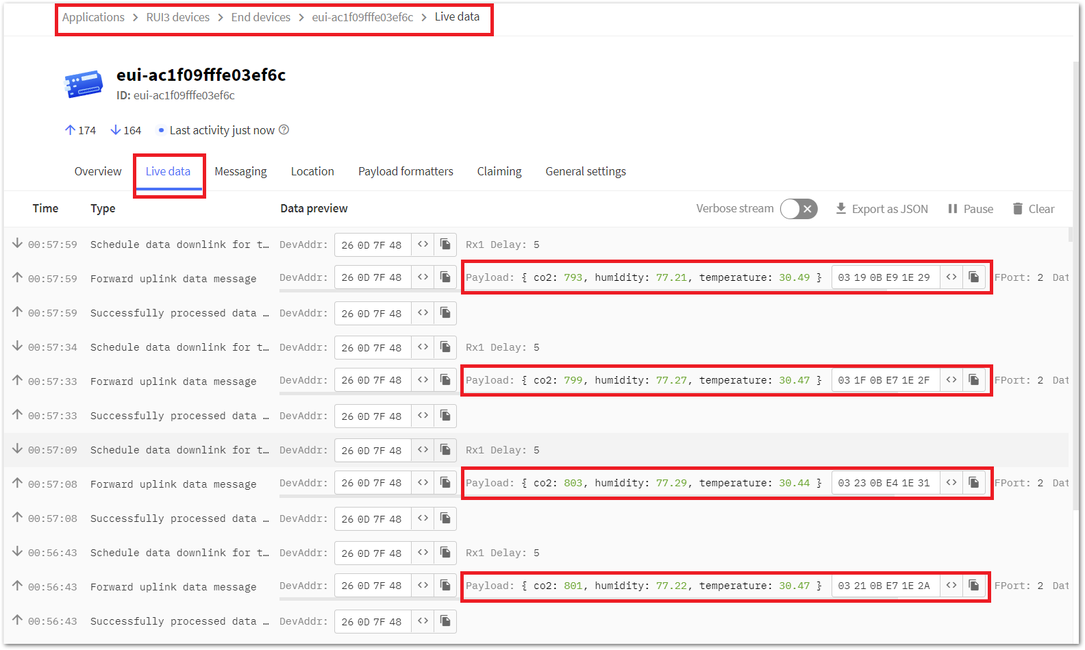 How To Manage LoRaWAN Downlinks to Configure the Uplink Interval of CO2 ...