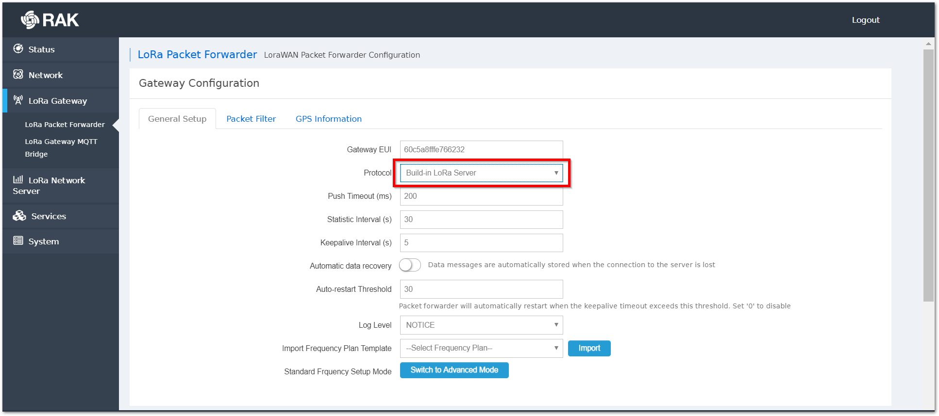 How To Configure Built-in LoRa Network Server – RAKwireless Learn