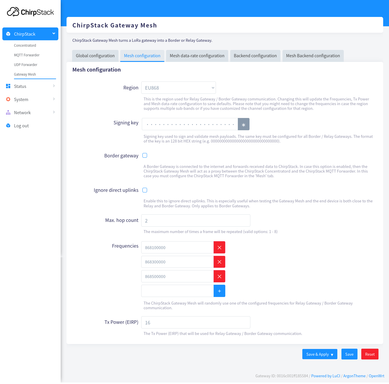 How To Set Up Gateway Mesh Quick Start Using Chirpstackos On Rak Gateways Rakwireless Learn